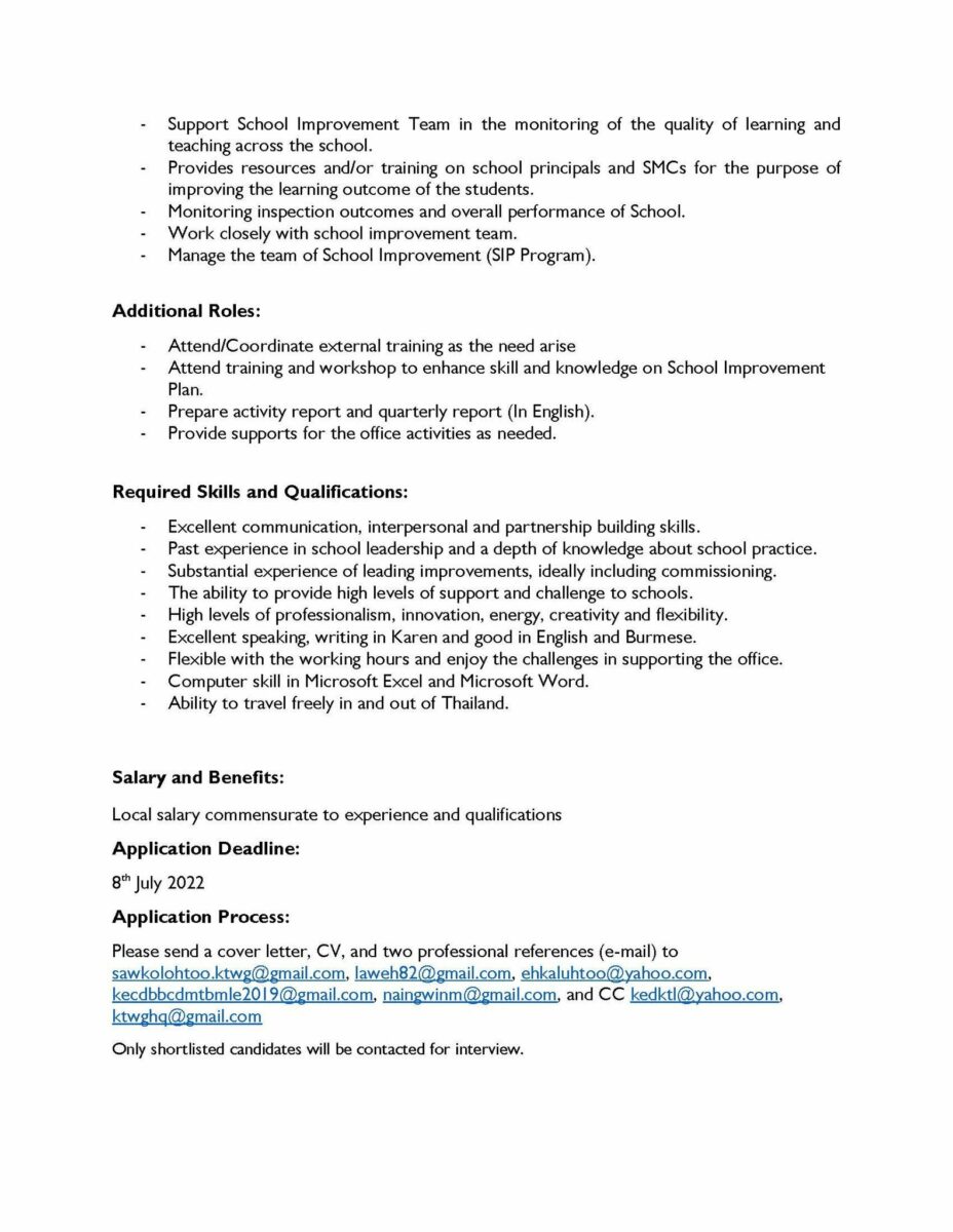 KECD | Karen Education and Culture Department » New Position Available ...