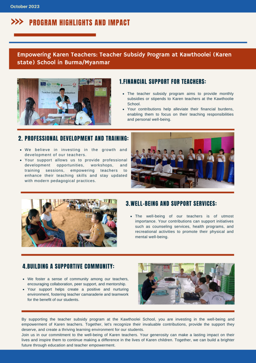 KECD | Karen Education and Culture Department » Teacher Subsidy Program ...